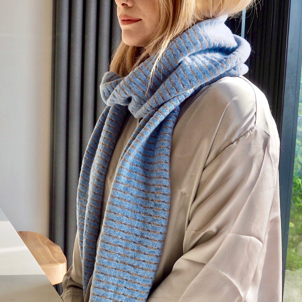 Sky Blue Merino Lambswool Scarf | Sustainable & British Made – WAG&WOOL™